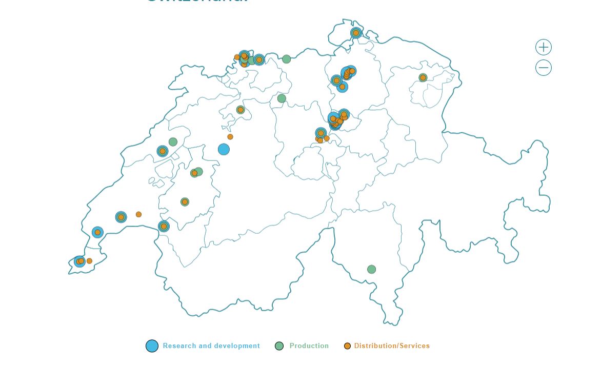 Interactive map of Switzerland as a pharma hub - Interpharma